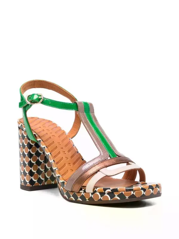 Chie Mihara Peyate T-bar Patterned Leather Sandals - Green