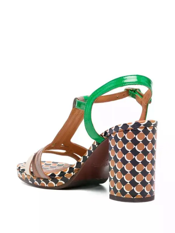 Chie Mihara Peyate T-bar Patterned Leather Sandals - Green