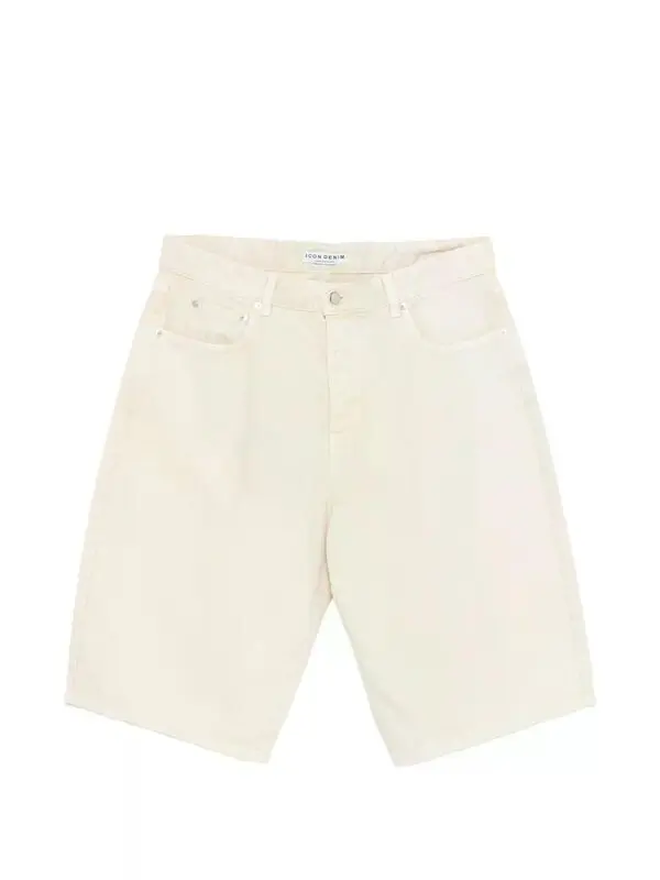 ICON DENIM LOS ANGELES Logo-patch Denim Shorts - Neutrals