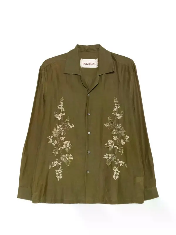 BAZISZT Floral-embroidered Shirt