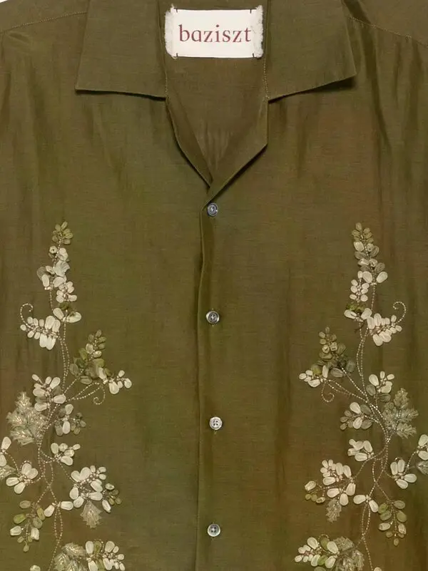 BAZISZT Floral-embroidered Shirt