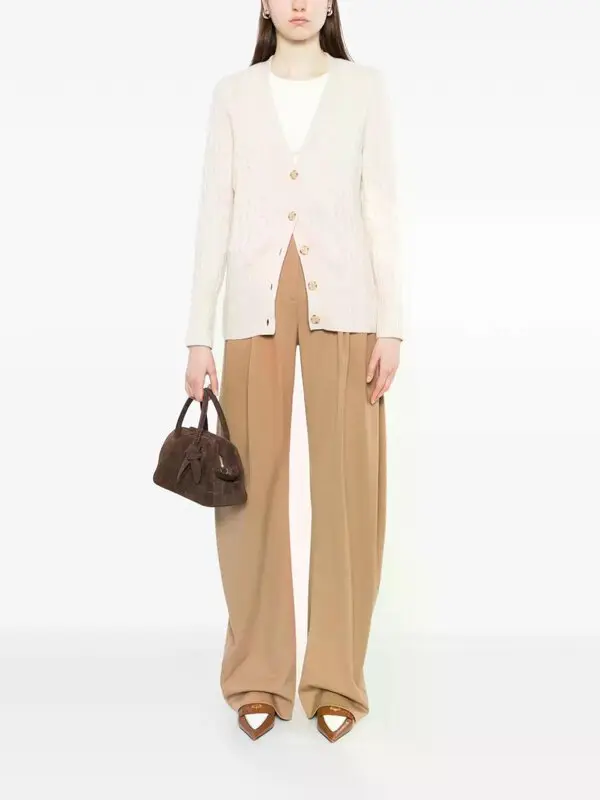 N.peal Cable-knit V-neck Cardigan - Neutrals