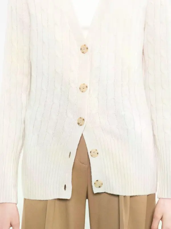 N.peal Cable-knit V-neck Cardigan - Neutrals