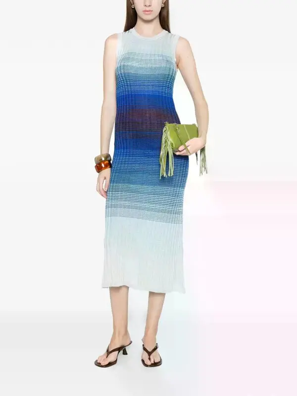 Maje Ombré Striped Ribbed Knit Midi Dress