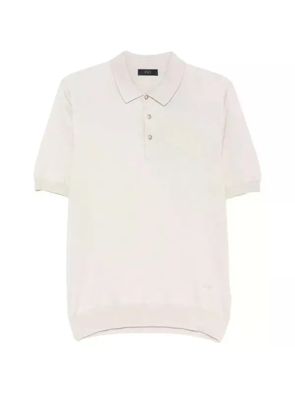 FAY Buttoned Polo Shirt - Neutrals