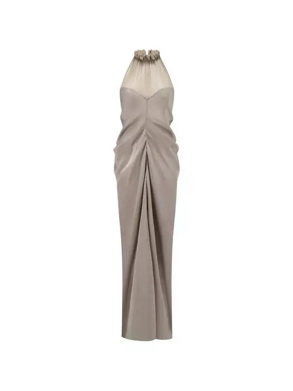 OUDE WAAG Ruched Halterneck Maxi Dress