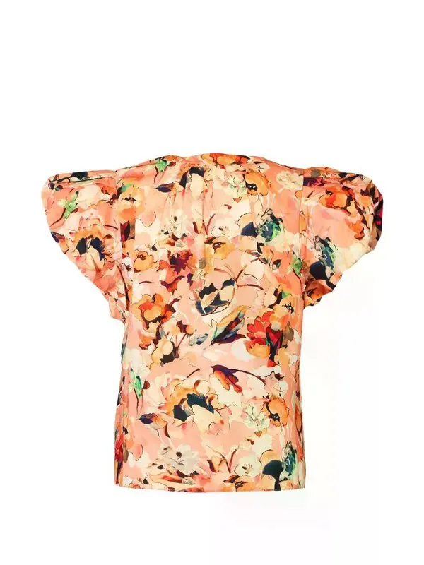 Ulla Johnson Abril Floral Puffed-sleeves Blouse - Orange