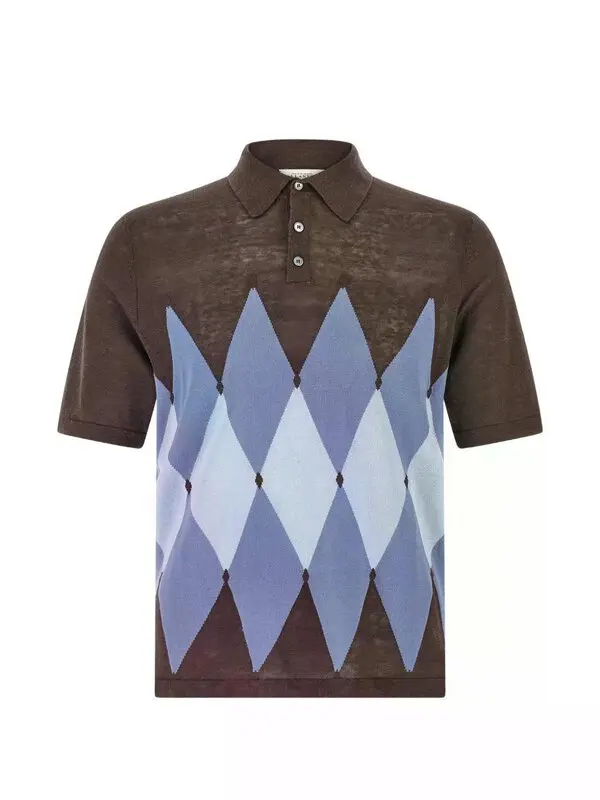 BALLANTYNE Argyle-pattern Short-sleeve Polo Shirt