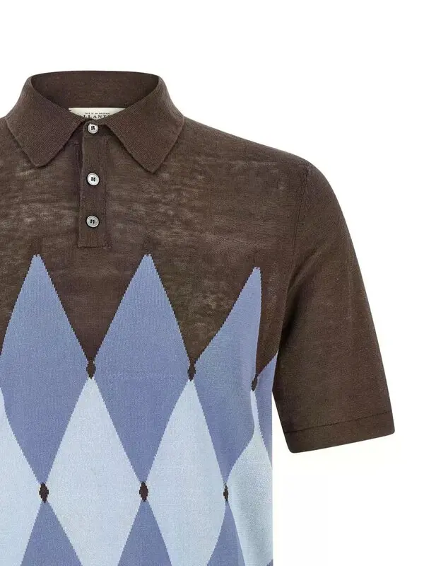 BALLANTYNE Argyle-pattern Short-sleeve Polo Shirt
