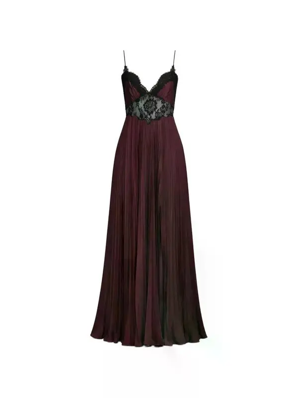 SELF-PORTRAIT Lace Insert Maxi Dress - Red