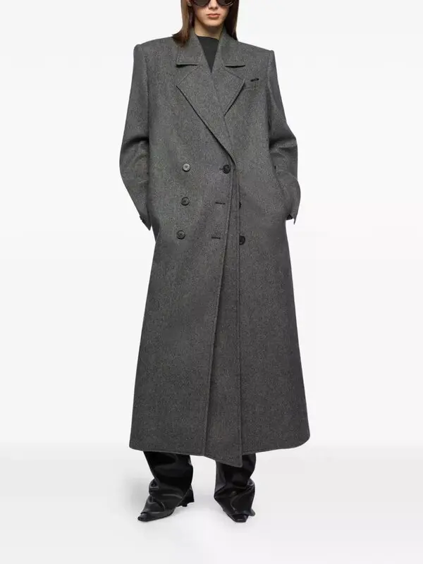 Attico Double-breasted Long Coat - Grey