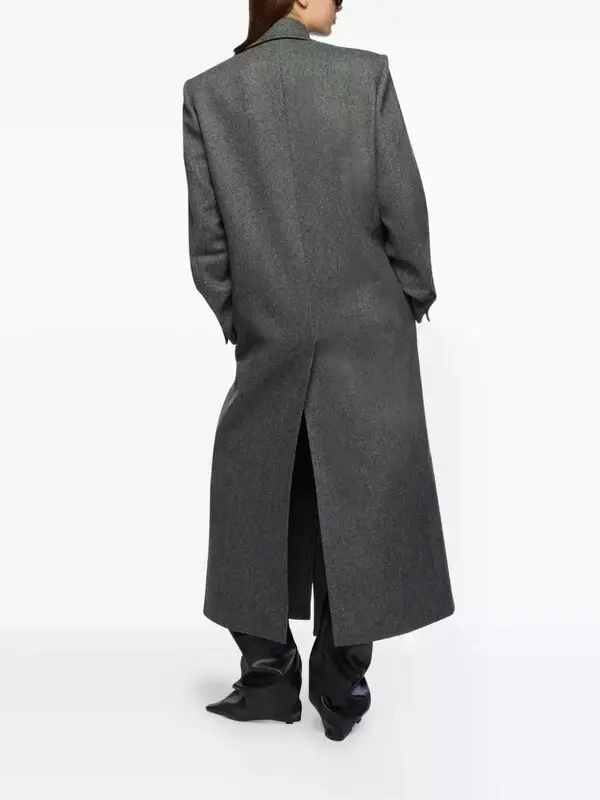 Attico Double-breasted Long Coat - Grey