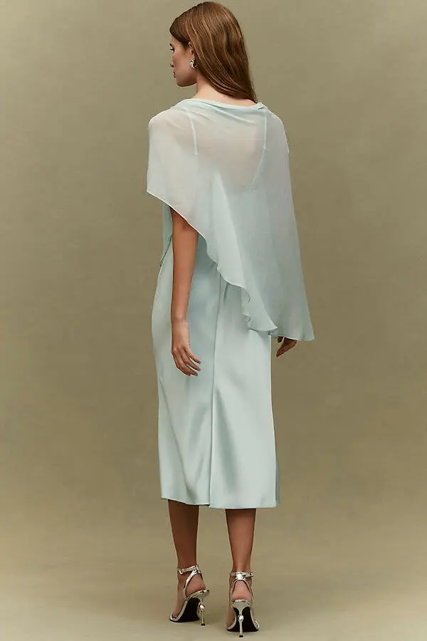 Bhldn Satin Chiffon Cape Dress