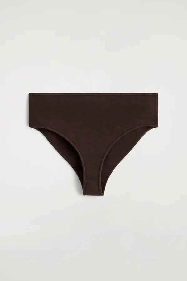 Cos Ribbed Silk Micro Shorts - Brown