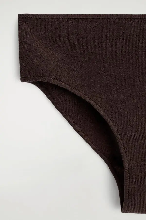 Cos Ribbed Silk Micro Shorts - Brown