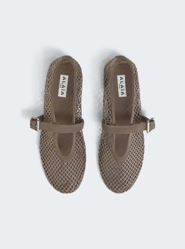 ALAÃA Ballet Flats In Crystal Strass Fishnet