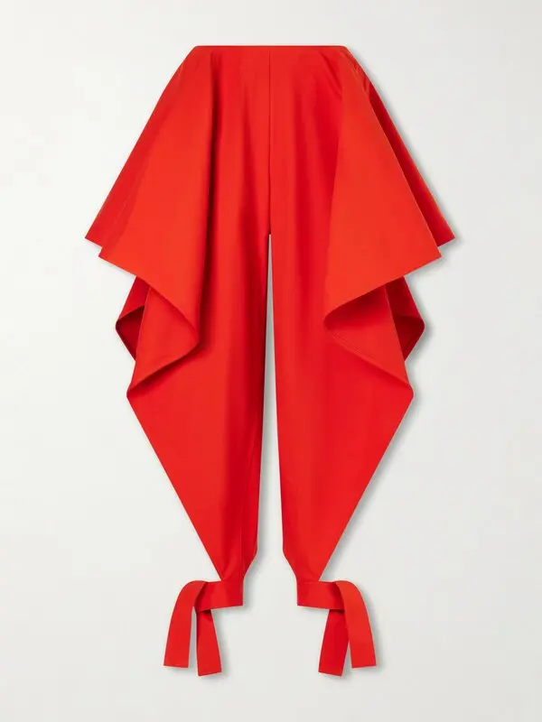 Alaïa Paneled Ruffled Wide-leg Pants - Red