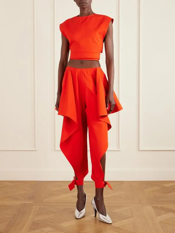 Alaïa Paneled Ruffled Wide-leg Pants - Red