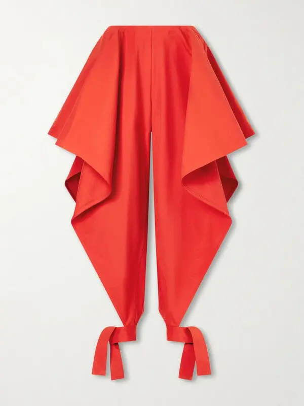 Alaïa Paneled Ruffled Wide-leg Pants - Red