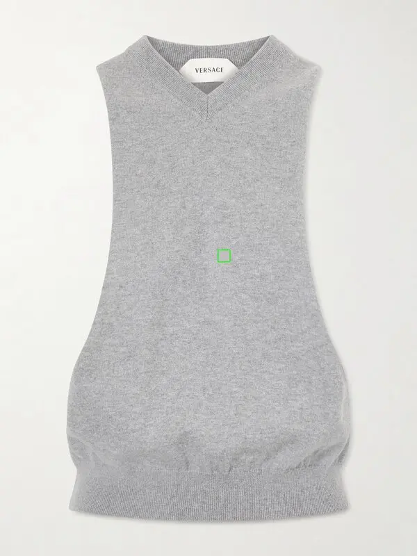 Versace Cut-out Knitted Cotton Vest - Gray
