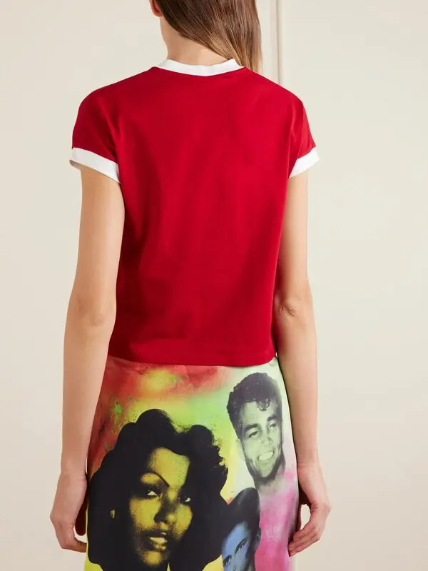 Versace Embellished Cotton-blend Jersey T-shirt - Red