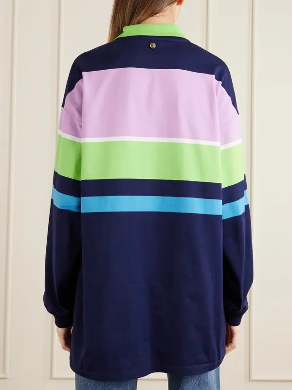 Versace Embroidered Striped Cotton-jersey Sweater