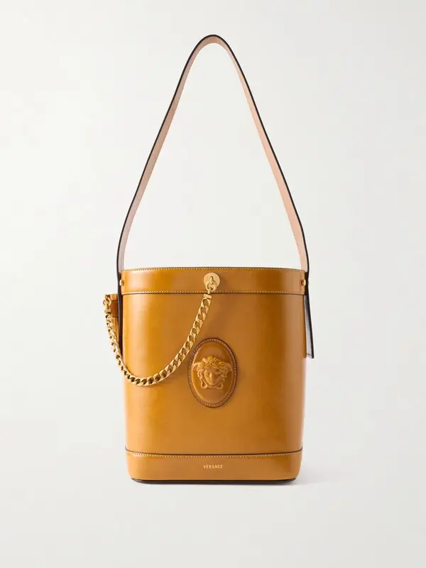 Versace Pivot Small Leather Bucket Bag