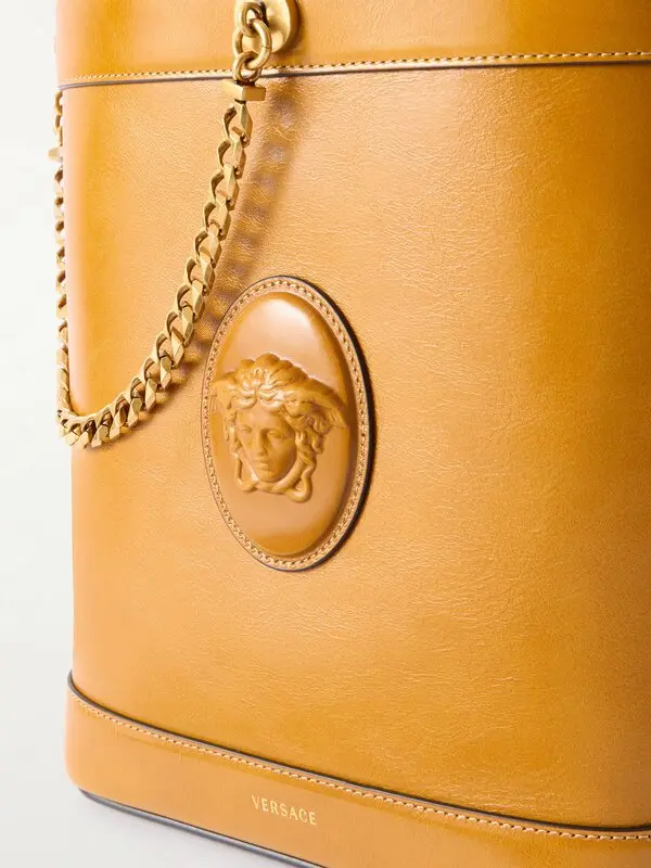 Versace Pivot Small Leather Bucket Bag