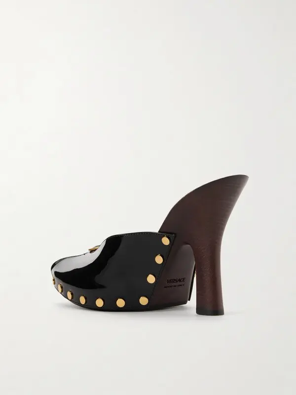 Versace Patent Leather Clogs - Black