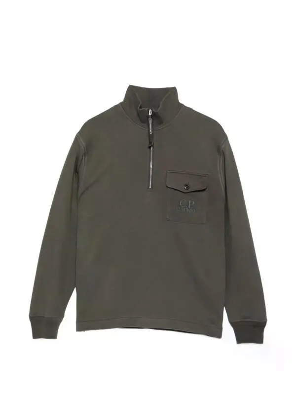 C.P. COMPANY Diagonal Raised Half-zip Sweatshirt - Green