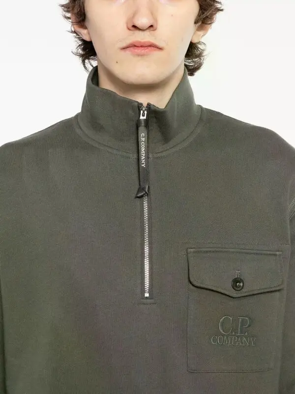 C.P. COMPANY Diagonal Raised Half-zip Sweatshirt - Green
