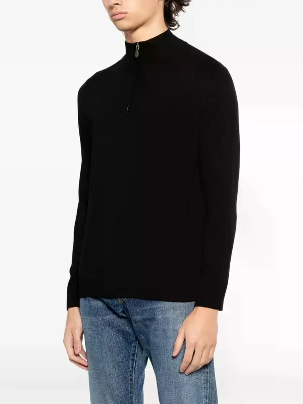 N.peal Salcombe Half Zip Fine Knit Sweater - Black
