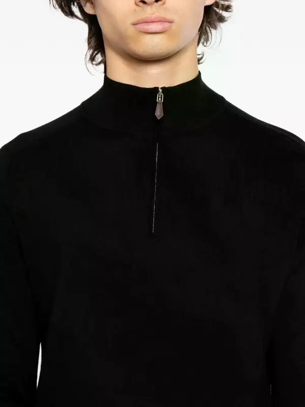 N.peal Salcombe Half Zip Fine Knit Sweater - Black