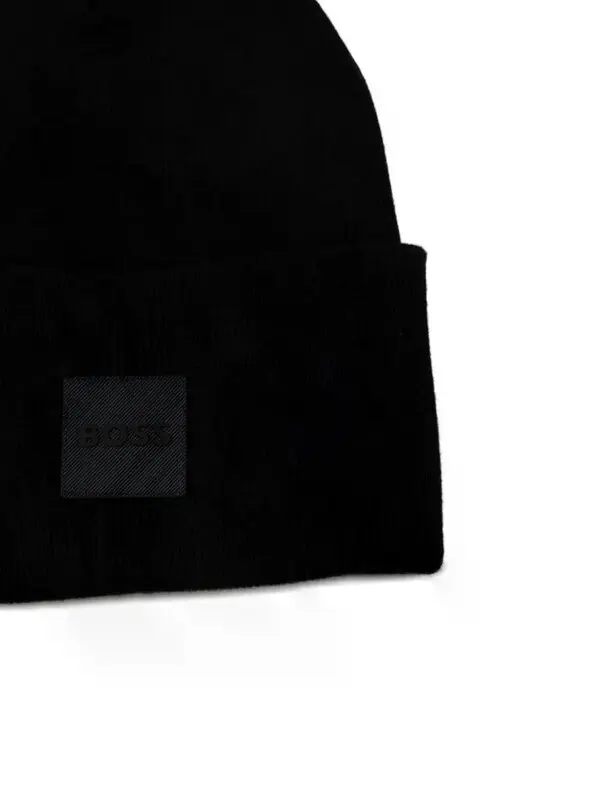 BOSS Logo-patch Beanie Hat - Black