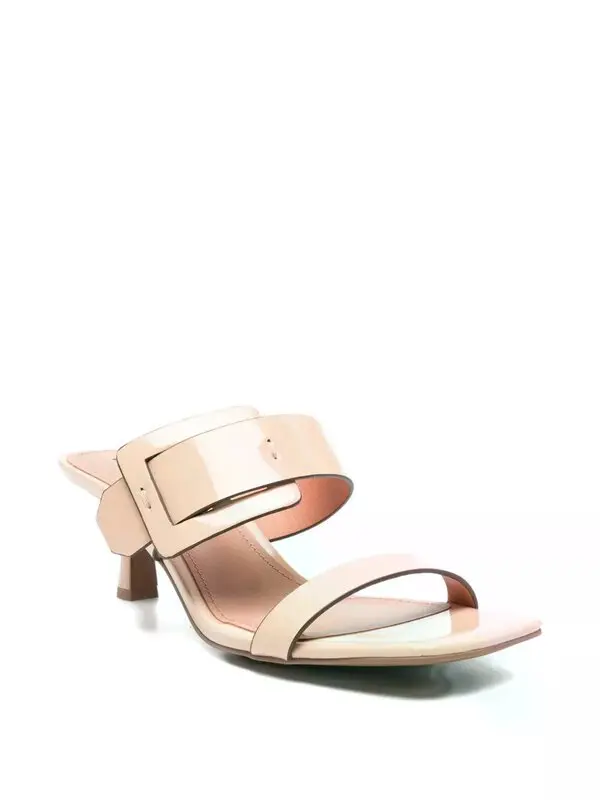 BIBI LOU Buckled Leather Mules - Neutrals