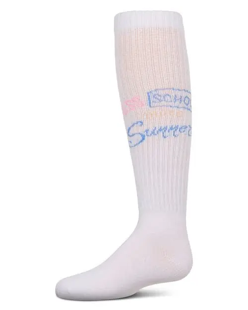 MEMOI Ribbed Knee High Socks - White