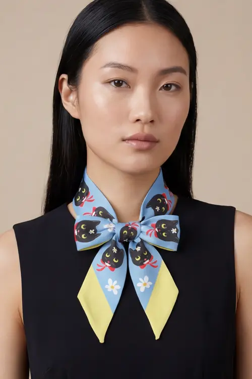 CENTINELLE Naoko Cat Twilly Ribbon Scarf - Multicolor