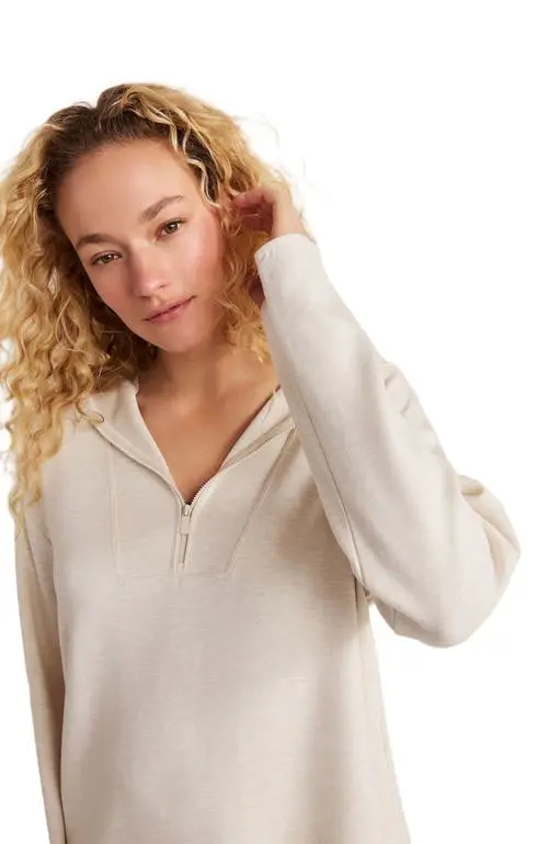 HAVEN WELL WITHIN Soft Knit Half-zip Hoodie - Sandstone Hthr