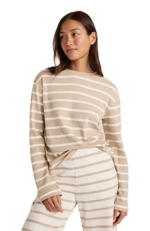 HAVEN WELL WITHIN Brushed Cotton Interlock Stripe Crewneck