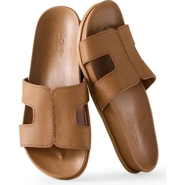 HAVEN WELL WITHIN Leather Cutout Slides - Rope