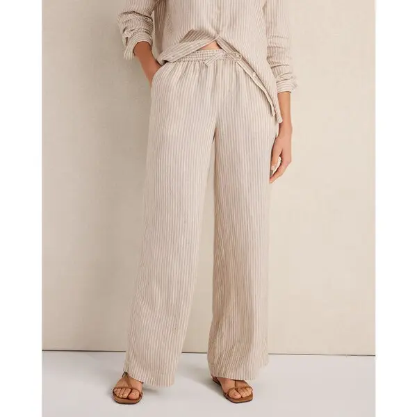 HAVEN WELL WITHIN Everweave Linen Stripe Relaxed Pants - Willow Bark Multi