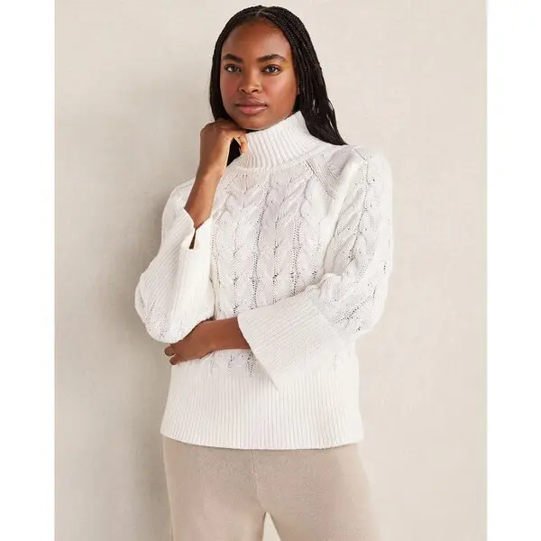 HAVEN WELL WITHIN Organic Cotton Mock Neck Sweater - Ivory