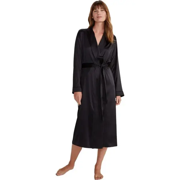 HAVEN WELL WITHIN Washable Silk Robe - Black