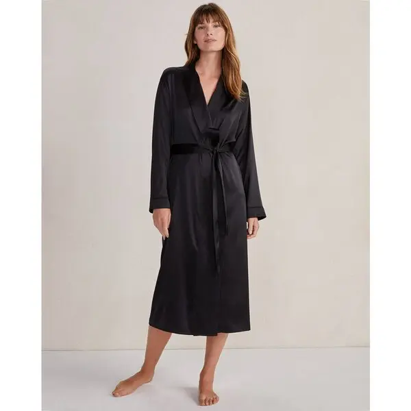 HAVEN WELL WITHIN Washable Silk Robe - Black
