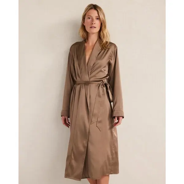 HAVEN WELL WITHIN Washable Silk Robe - Sugar Chestnut