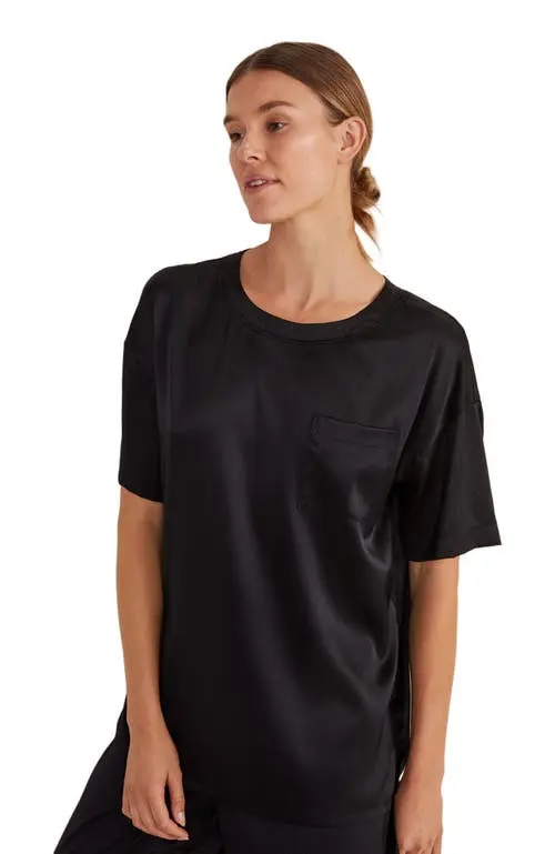 HAVEN WELL WITHIN Washable Silk Sleep Top - Black