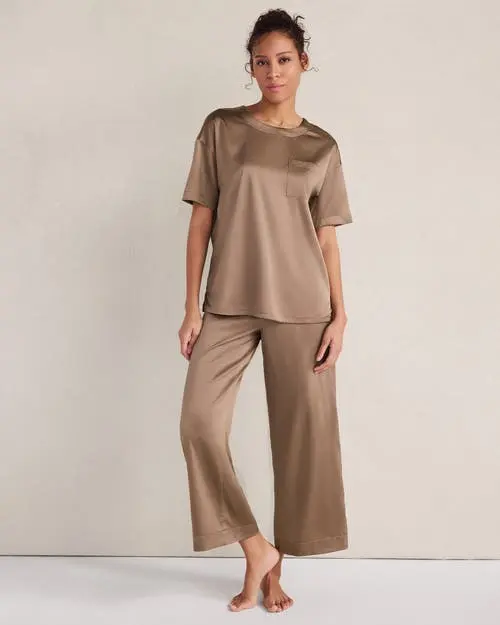 HAVEN WELL WITHIN Washable Silk Sleep Top - Sugar Chestnut