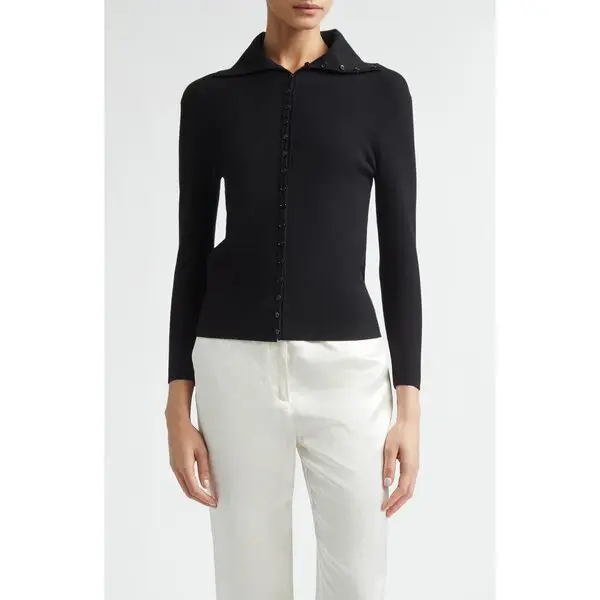 TOTEME Fitted Polo Cardigan - Black