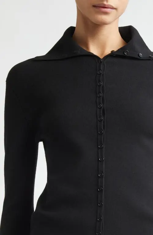 TOTEME Fitted Polo Cardigan - Black