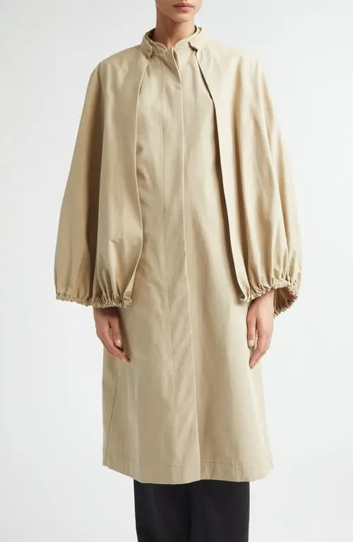 TOTEME Cotton Gabardine Coat With Removable Cape - Beige